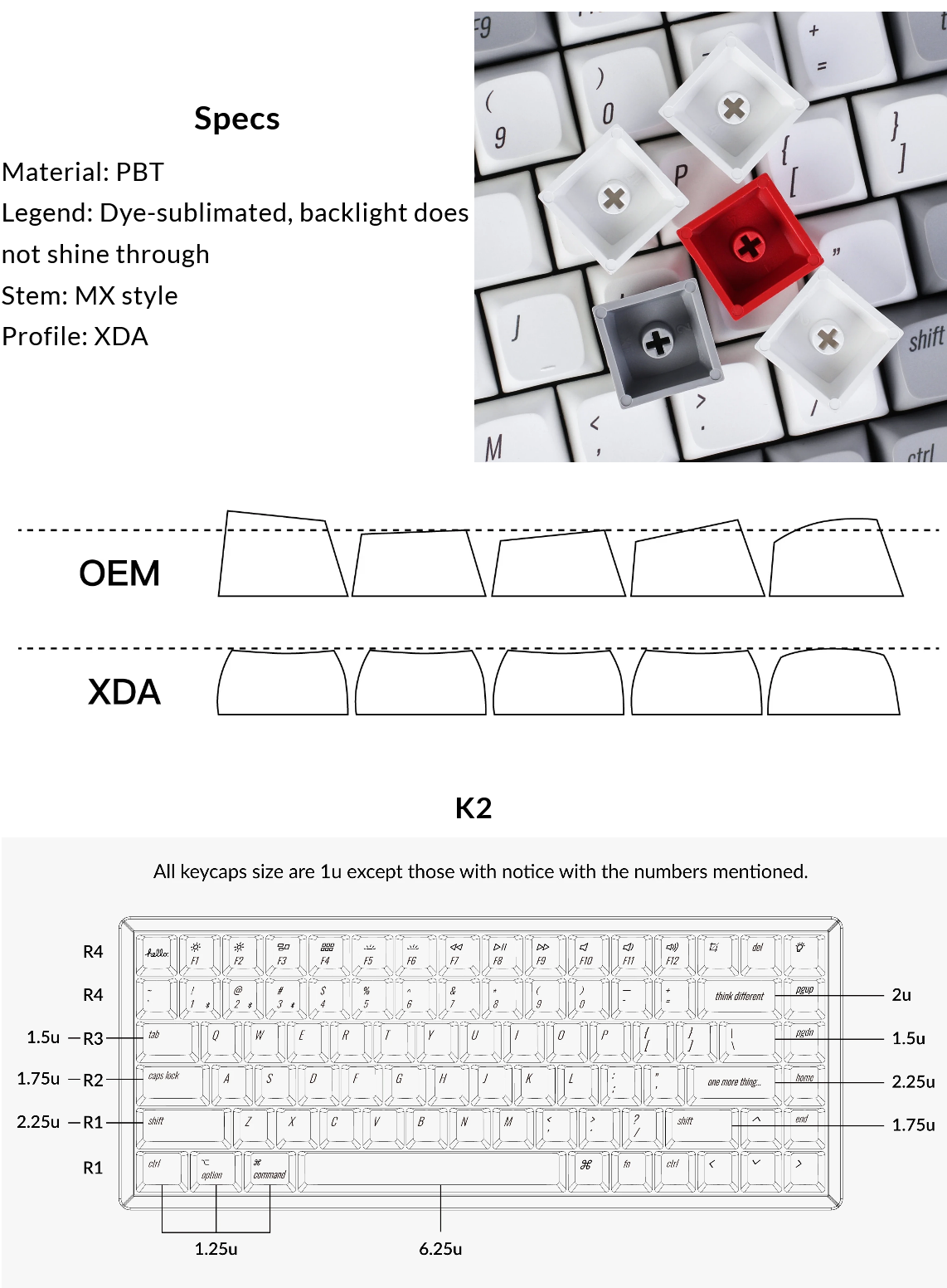 Keychron XDA Profile PBT Retro Keycap Set : Meckeys.com : Keycaps